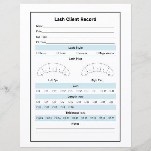 Lash Extension Client Record | Zazzle
