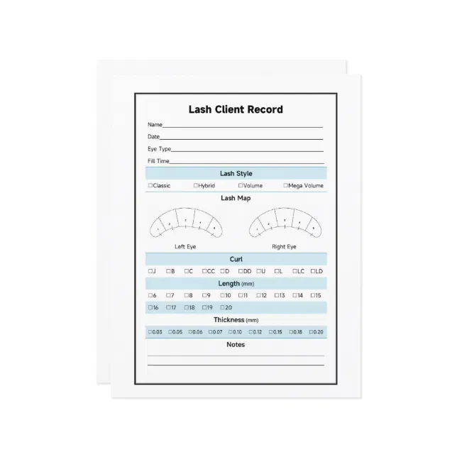 Lash Extension Client Record | Zazzle