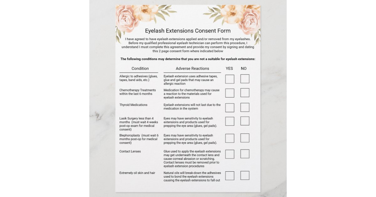 Lash Extension Liability Waiver Release Form Flyer | Zazzle