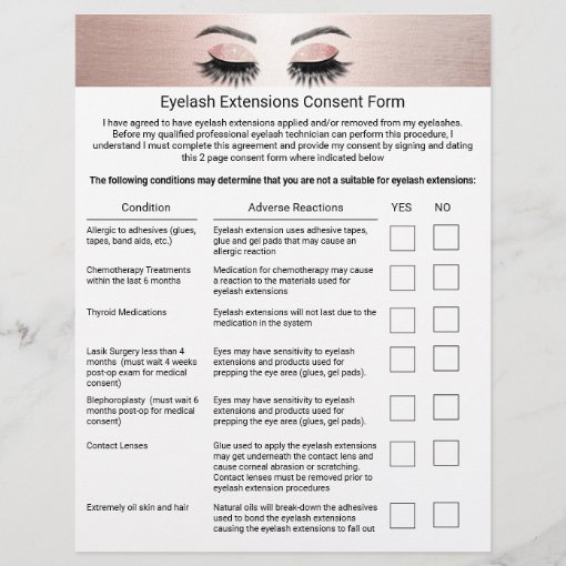 Lash Extensions Liability Waiver Release Form Flyer | Zazzle