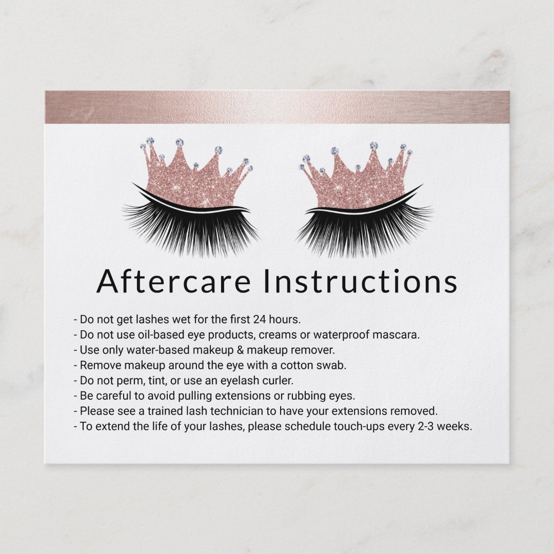 Lash Queen Eyelash Extensions Rose Gold Aftercare Flyer | Zazzle