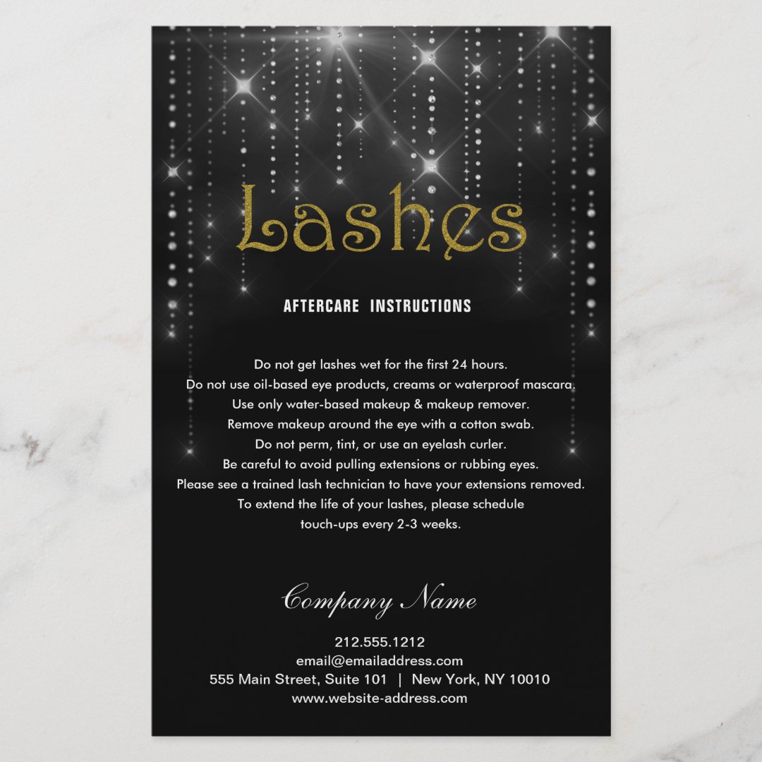 Lashes AFTERCARE instructions flyer | Zazzle