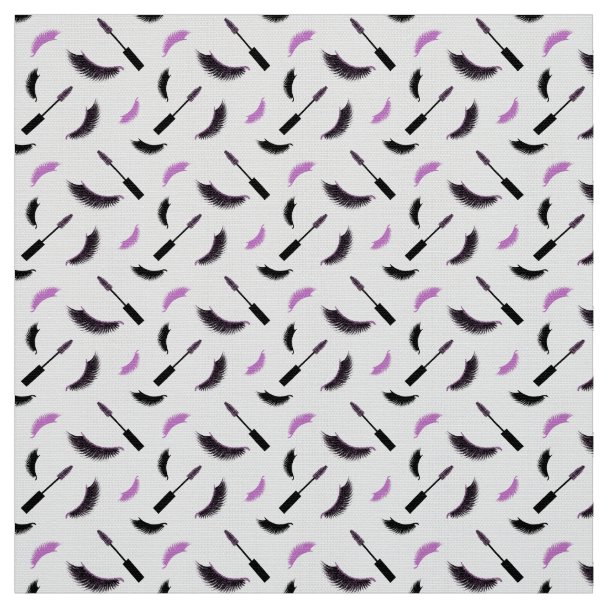 Lashes and mascara with pink glitter pattern fabric | Zazzle