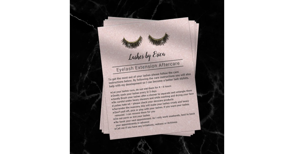 Lashes Eyelash Extensions Aftercare Instruction Flyer | Zazzle