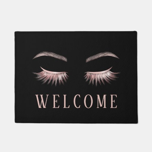 Lashes Eyelash Makeup Artist Rose Gold Welcome Doormat | Zazzle