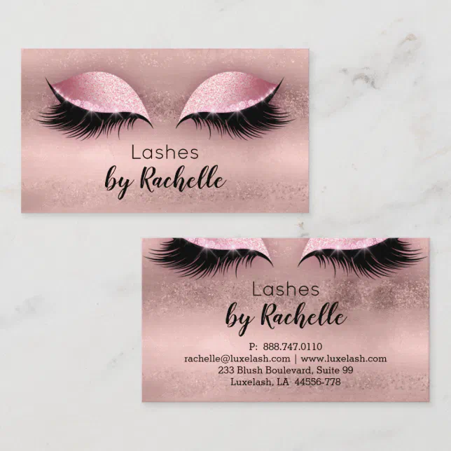Lashes Lash Business Card Eyelash Rose Gold | Zazzle