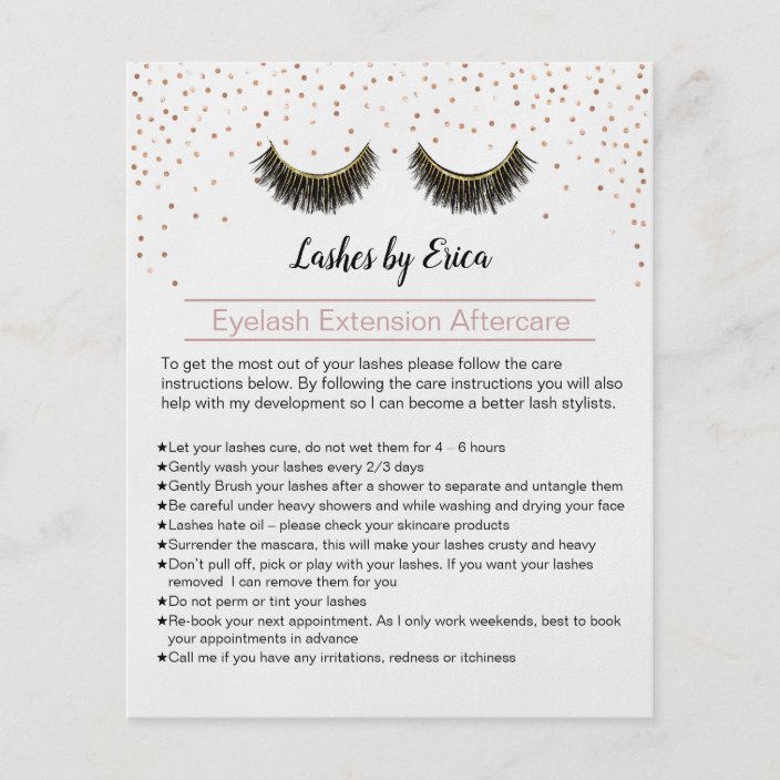 Lashes Makeup Artist Eyelash Aftercare Instruction Flyer | Zazzle.com