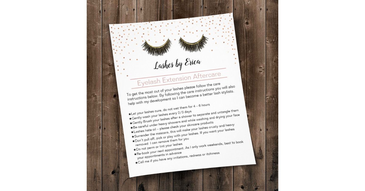 Lashes Makeup Artist Eyelash Aftercare Instruction Flyer | Zazzle