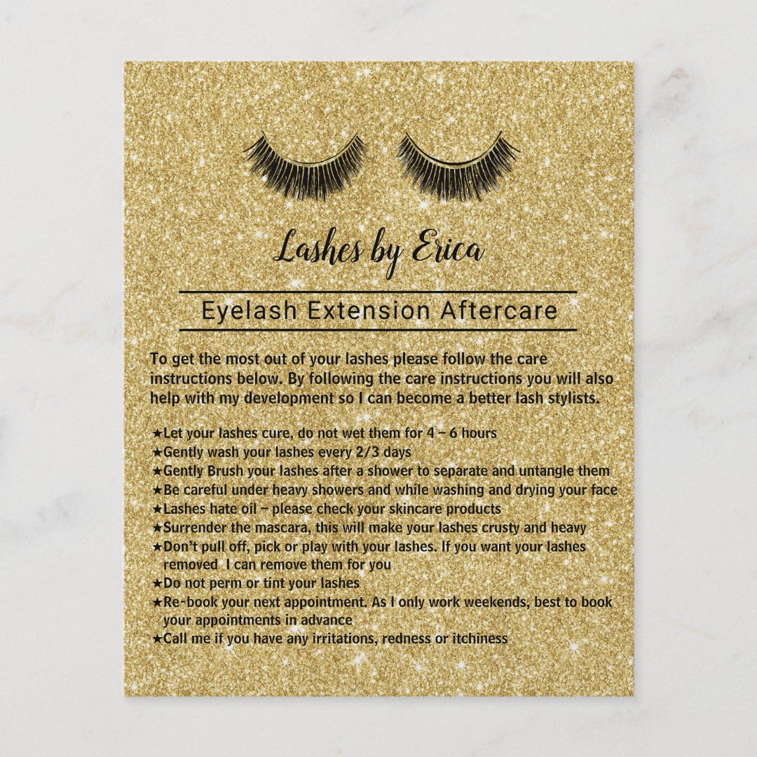 Lashes Makeup Artist Eyelash Aftercare Instruction Flyer | Zazzle