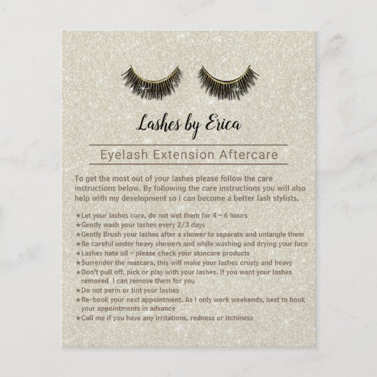 Lashes Makeup Artist Eyelash Aftercare Instruction Flyer | Zazzle.com