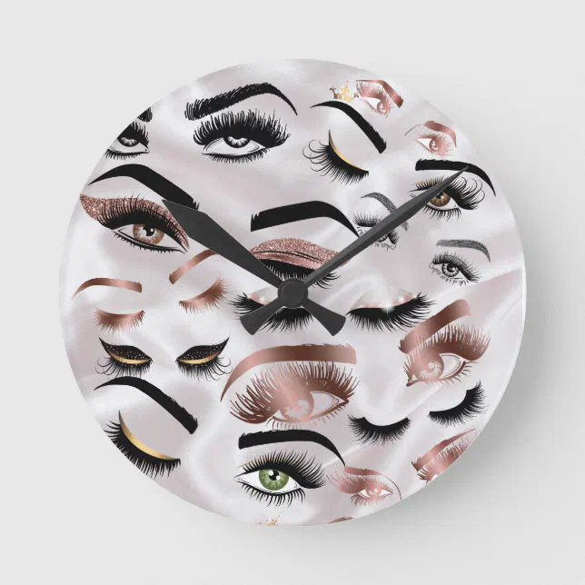 Lashes makeup artist eyelashes extension brows round clock | Zazzle
