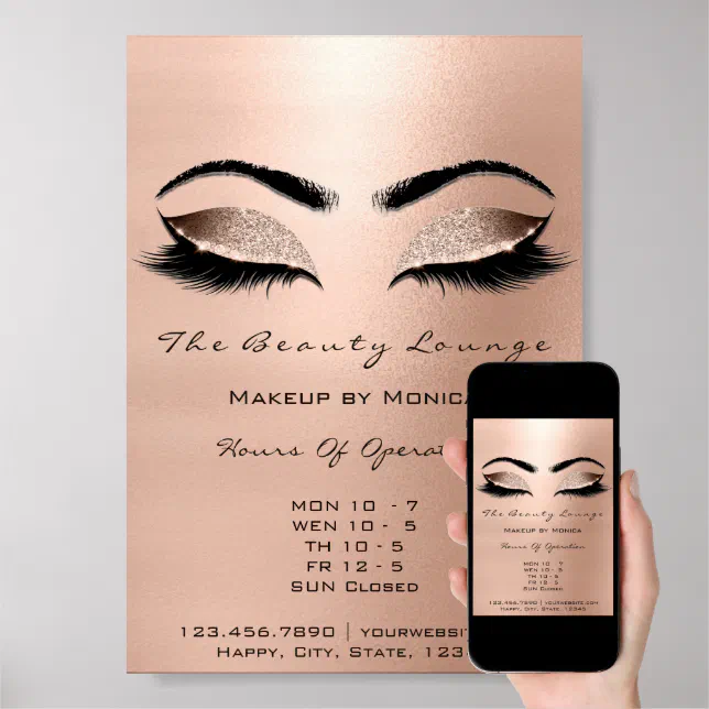 Lashes Makeup Artist Glitter Beauty Browns Waxing Poster | Zazzle