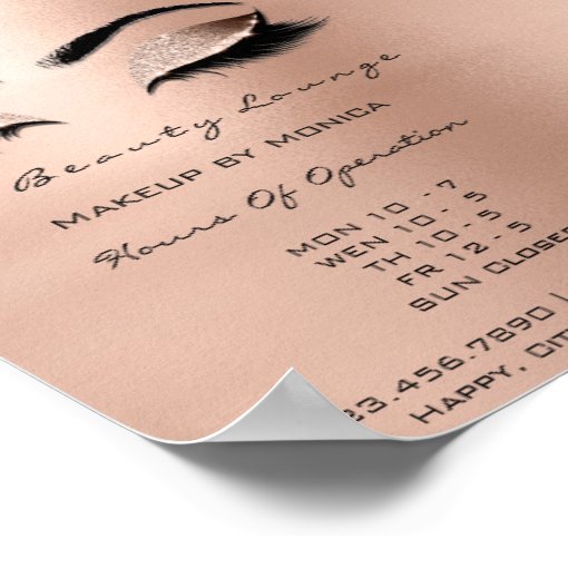 Lashes Makeup Artist Glitter Beauty Browns Waxing Poster | Zazzle