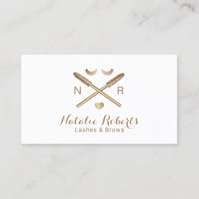 Lashes Makeup Artist Gold Logo Eyelash Salon Business Card | Zazzle