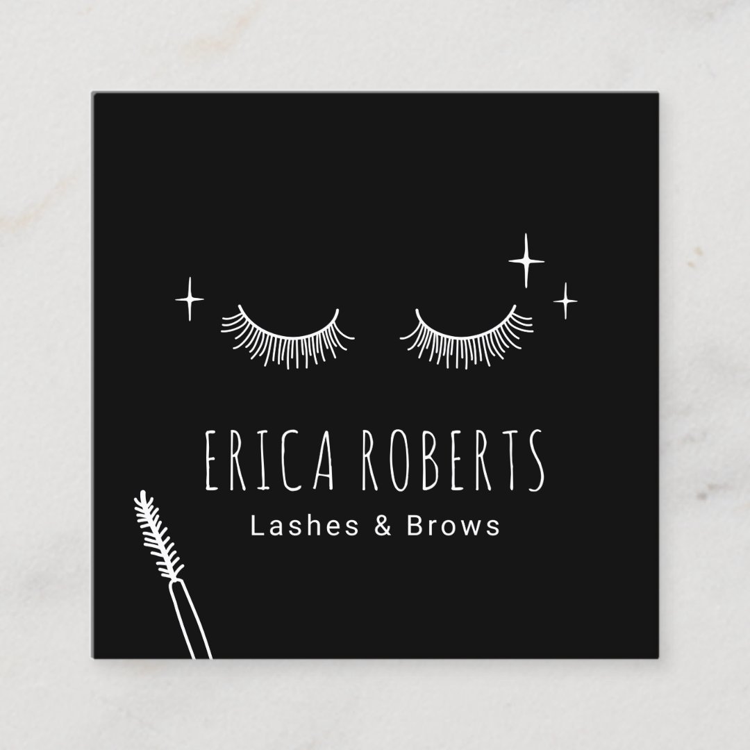 Lashes Makeup Artist Minimalist Eyelash Salon Square Business Card | Zazzle