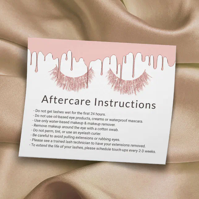 Lashes Makeup Artist Rose Gold Dripping Aftercare Flyer | Zazzle