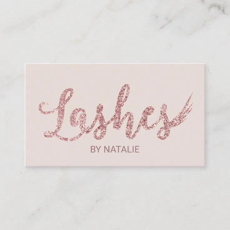 Lashes Makeup Artist Rose Gold Typography Eyelash Business Card | Zazzle