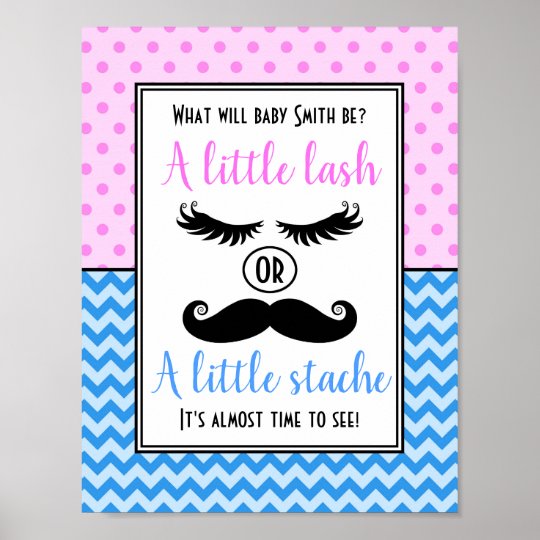 Lashes or Staches gender reveal poster | Zazzle.com