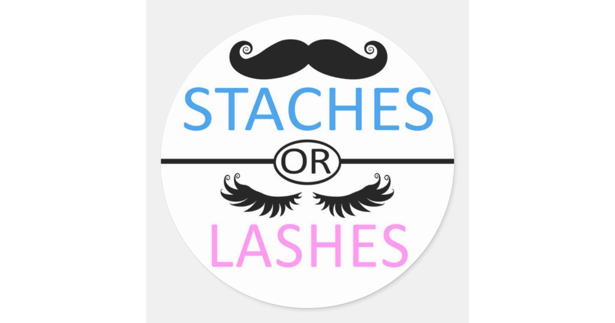 Lashes Or Staches Gender Reveal Stickers Zazzle