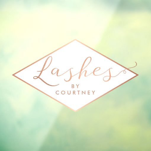 Lashes Script Text Rose Gold/White Window Cling | Zazzle