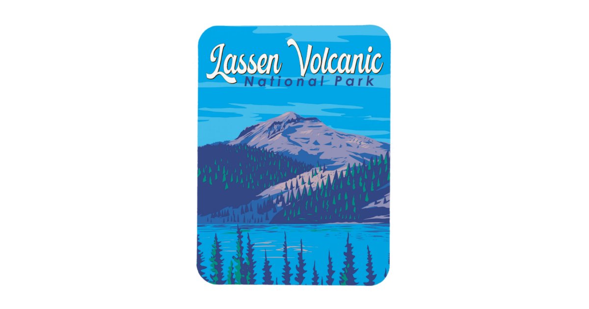 Lassen Volcanic National Park Illustration Travel Magnet | Zazzle