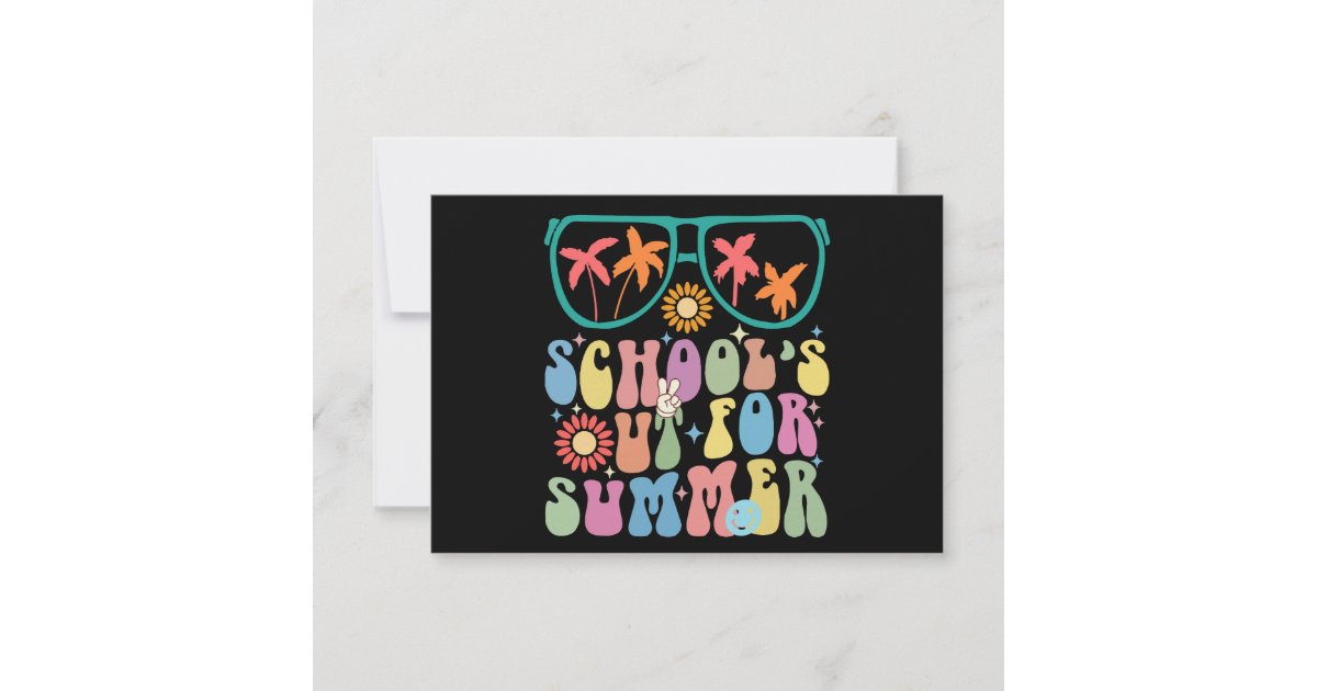 Last Day Of School Groovy School's Out For Summer Thank You Card | Zazzle