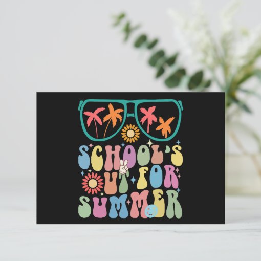 Last Day Of School Groovy School's Out For Summer Thank You Card | Zazzle