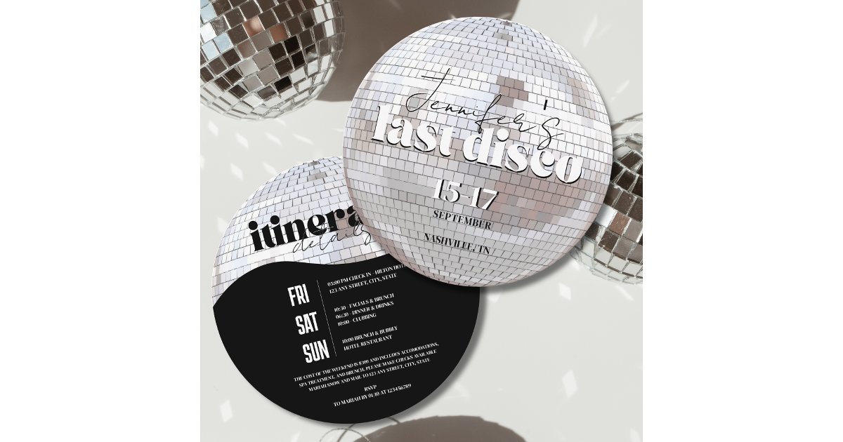 Last Disco 70s Bachelorette Weekend Itinerary Invitation | Zazzle
