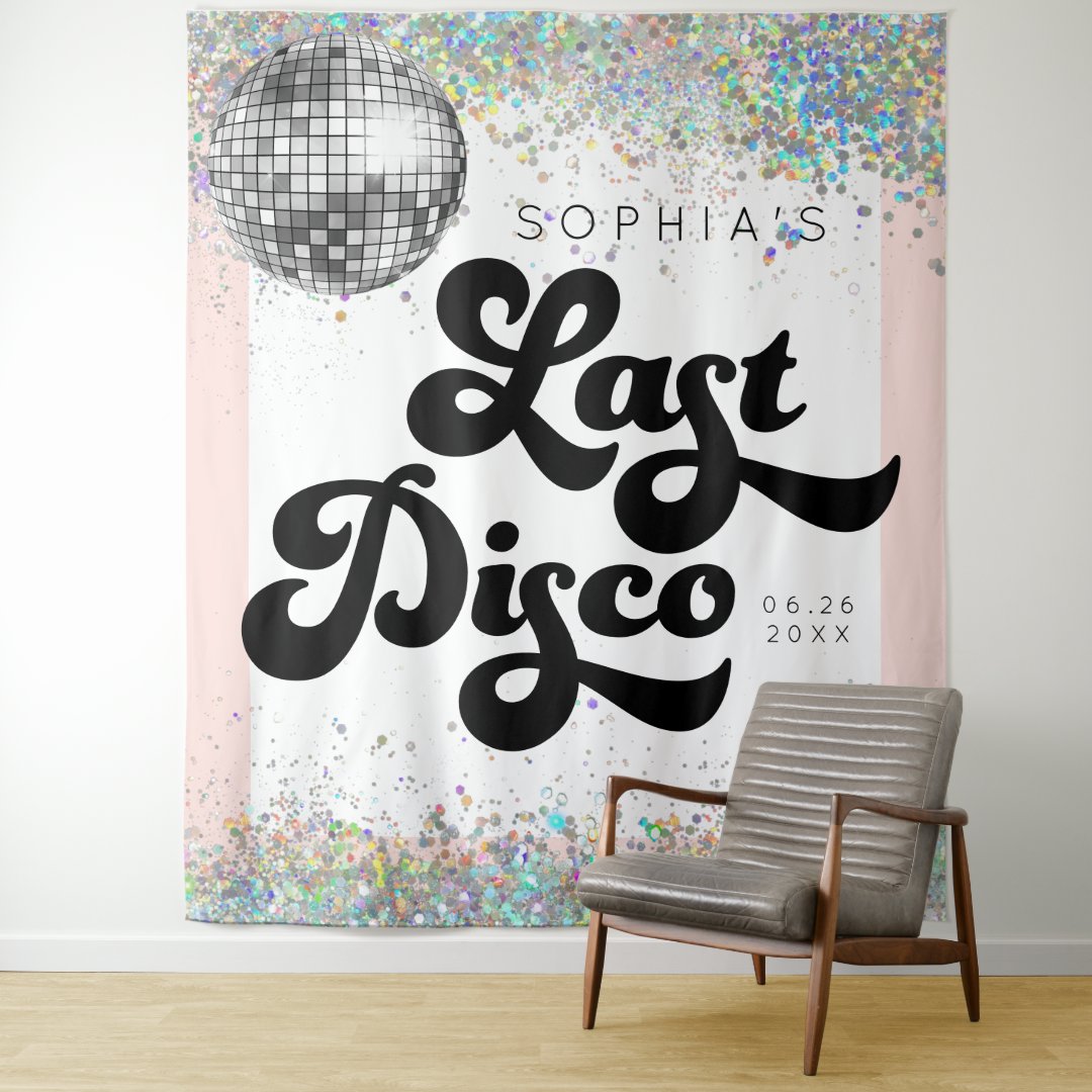 Last Disco Bachelorette Party Backdrop Confetti | Zazzle