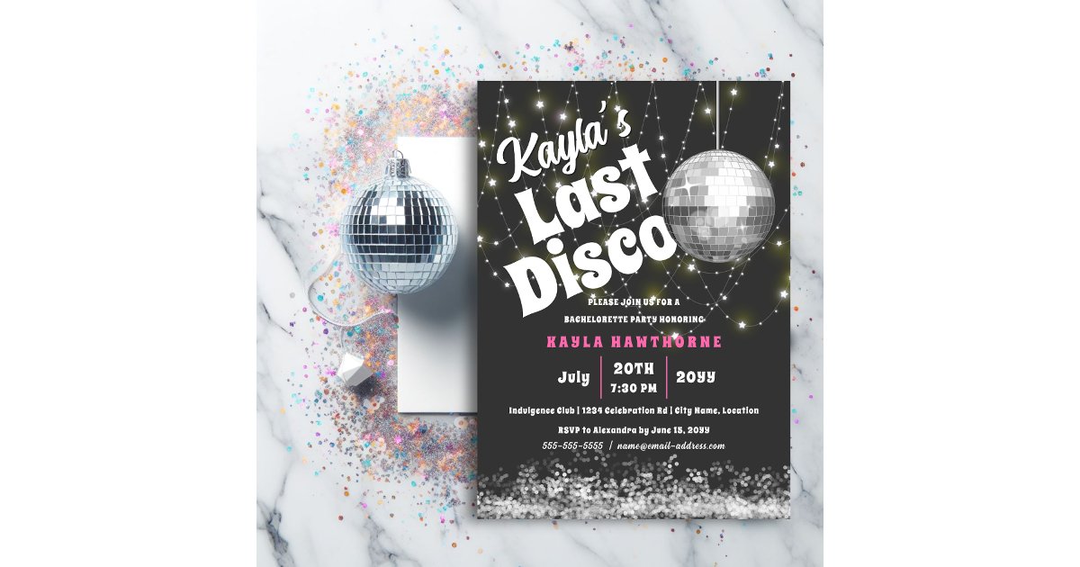 Last Disco Bachelorette Party Invitation | Zazzle