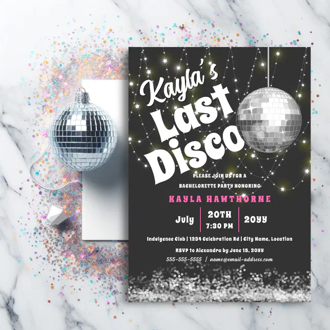 Last Disco Bachelorette Party Invitation | Zazzle