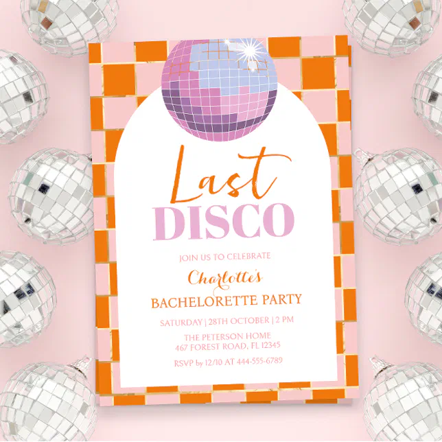 Last Disco Bachelorette Party Invitation | Zazzle