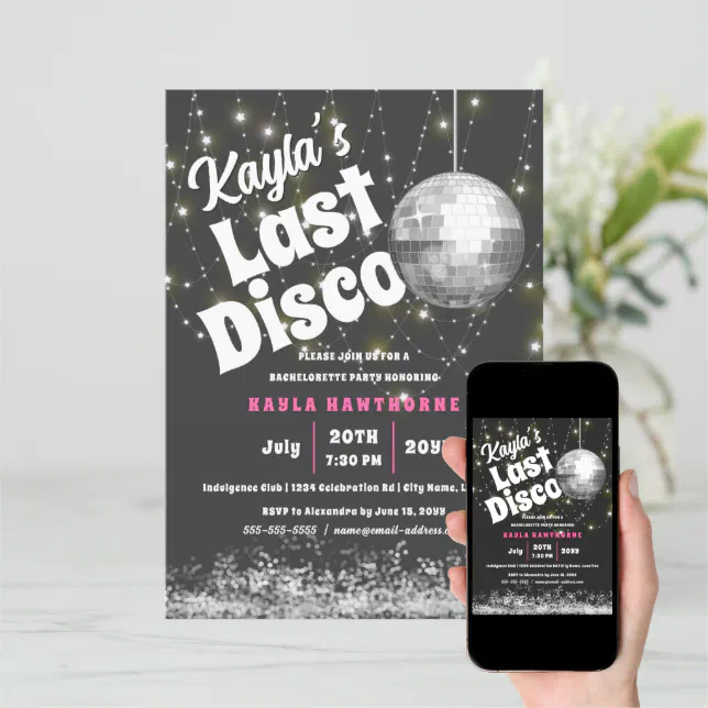 Last Disco Bachelorette Party Invitation | Zazzle
