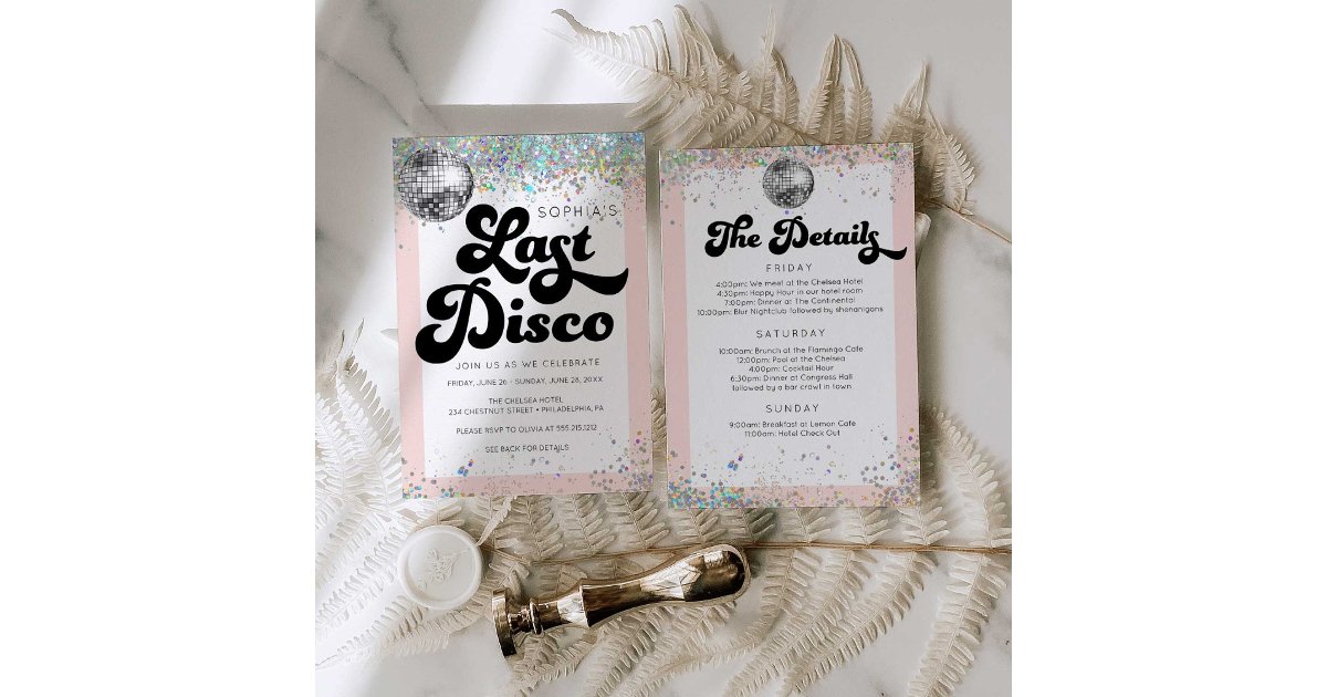 Last Disco Bachelorette Party Itinerary Invitation | Zazzle