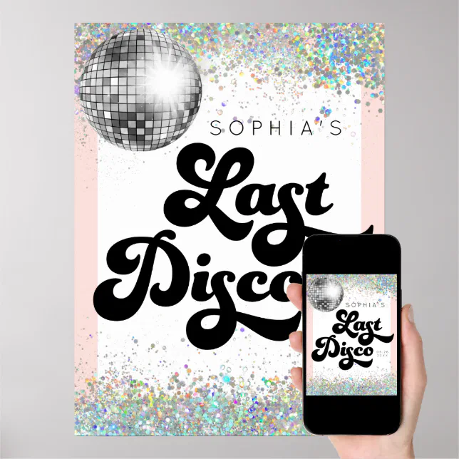 Last Disco Bachelorette Party Welcome Sign | Zazzle