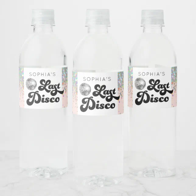 Last Disco Bachelorette Water Bottle Labels | Zazzle
