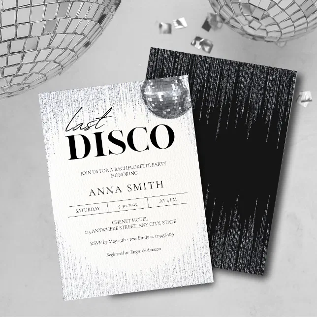 Last Disco Glitz & Glam Bachelorette Party Invitat Invitation | Zazzle