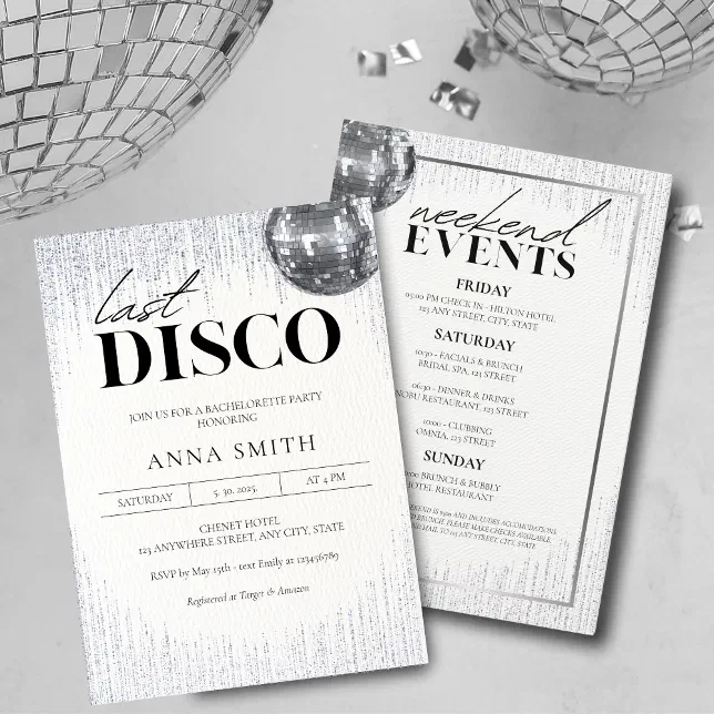 Last Disco Glitz & Glam Bachelorette Party Invitation | Zazzle