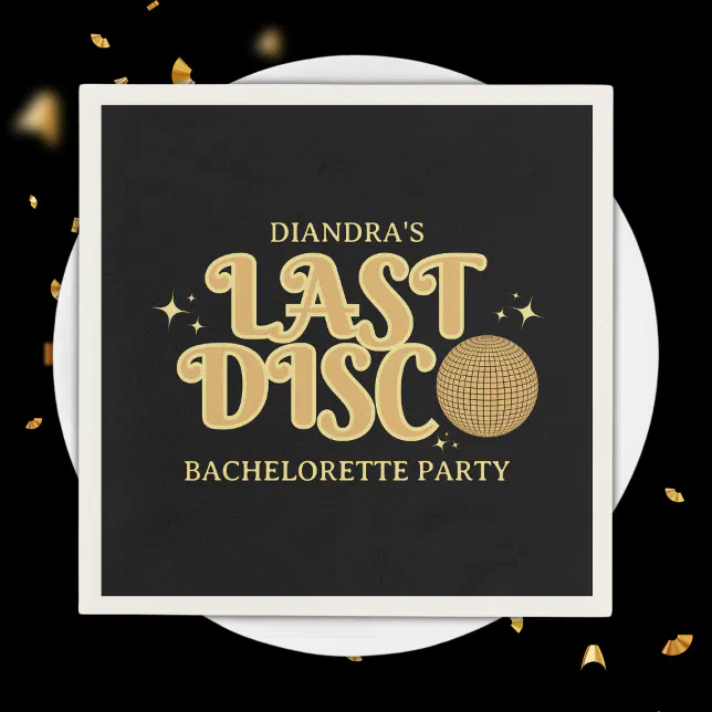 Last Disco Golden Retro 70s Bachelorette Party Napkins | Zazzle