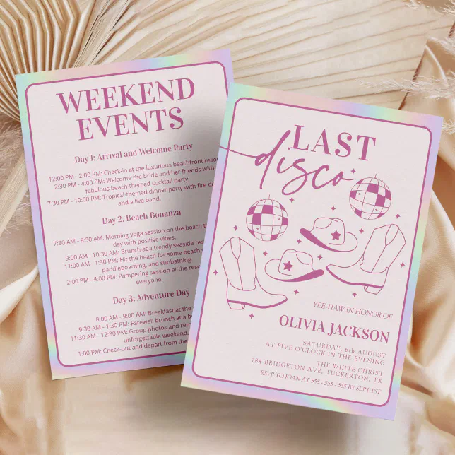 Last Disco Holographic Bachelorette Weekend Invitation | Zazzle