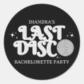 Last Disco Name Retro Silver 70s Bachelorette Classic Round Sticker ...