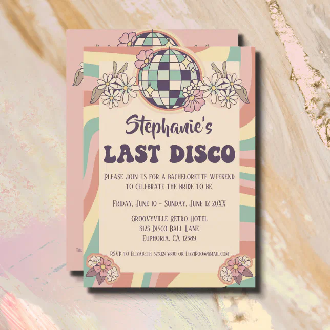 Last Disco Retro Bachelorette Invitation | Zazzle