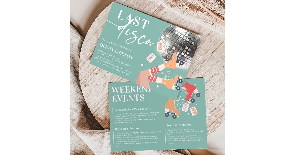 Last Disco Retro Bachelorette Party Itinerary Invitation | Zazzle