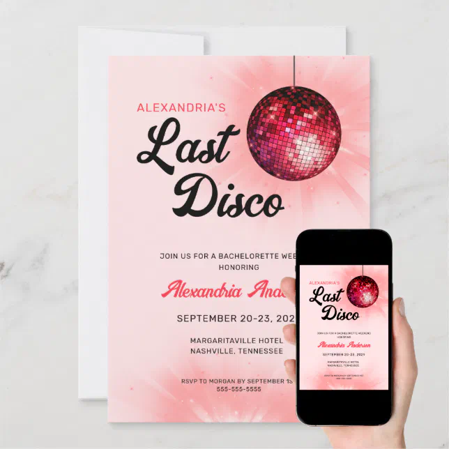 Last Disco Retro Bachelorette Weekend Party Invitation | Zazzle