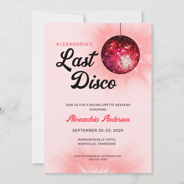 Last Disco Retro Bachelorette Weekend Party Invitation | Zazzle