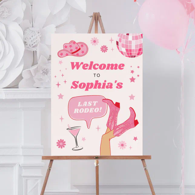 Last Disco Rodeo Bachelorette Party Nash Bash Sign | Zazzle