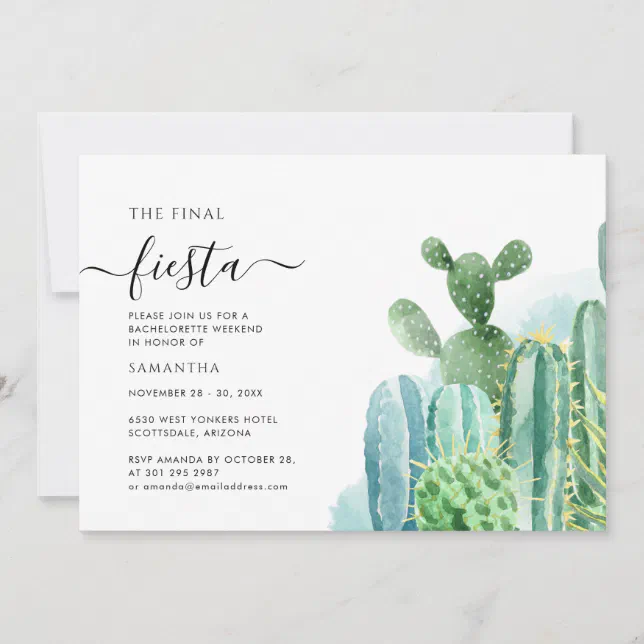 Last Fiesta Bachelorette Weekend Party Itinerary Invitation | Zazzle