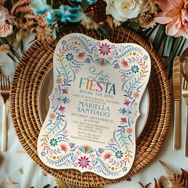Last Fiesta Bridal Shower Boho Invitation | Zazzle