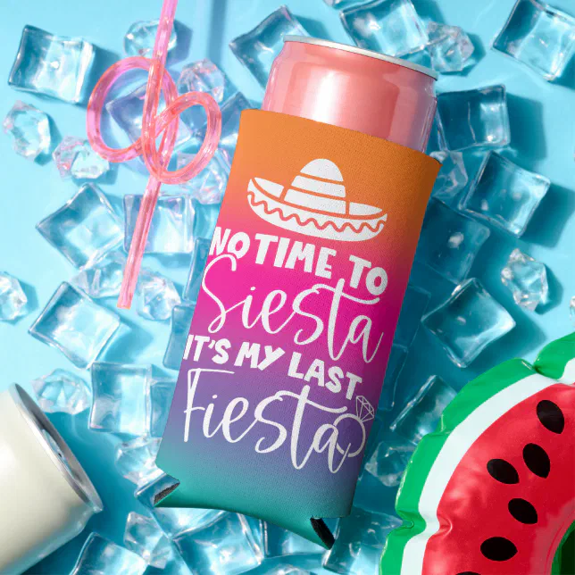 Last Fiesta Bride Bachelorette Party Keepsake Seltzer Can Cooler | Zazzle