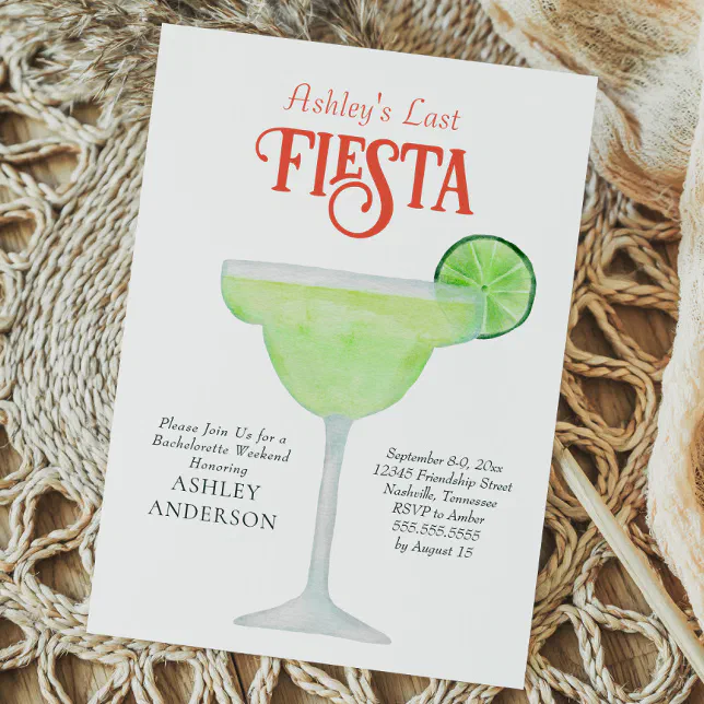 Last Fiesta Margarita Bachelorette Weekend Party Invitation | Zazzle